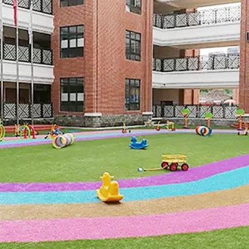 Rainbow artificial turf playground